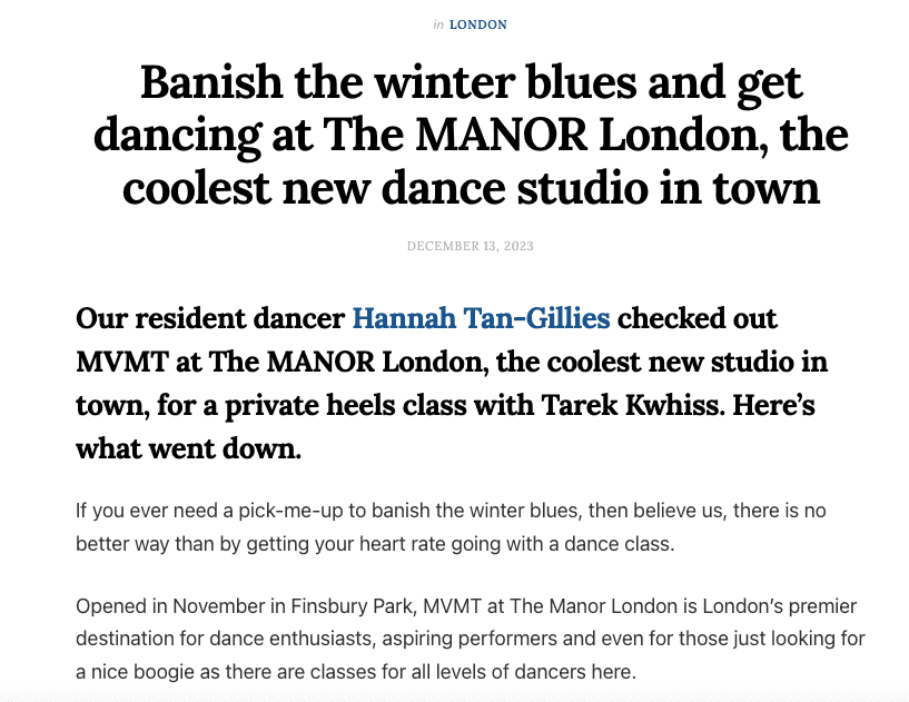 MVMT Fitness | Beginner Dance Classes | The Manor London | The Manor LDN