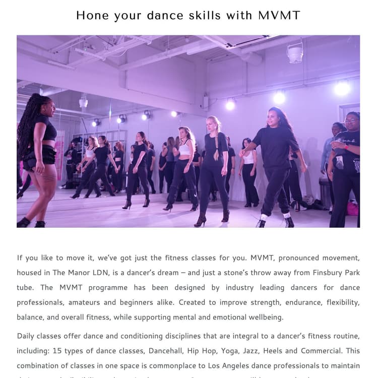 MVMT Fitness | Beginner Dance Classes | The Manor London | The Manor LDN